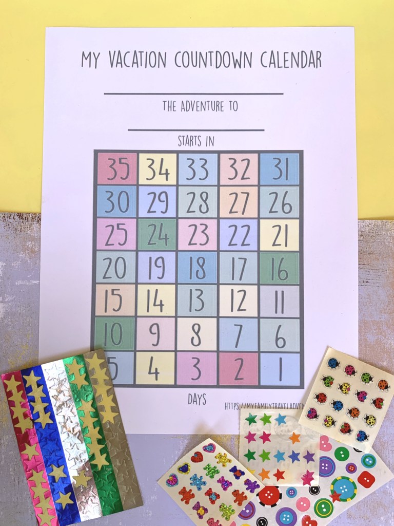 6 Free printable Vacation Countdown Calendars – Away we wander and ...