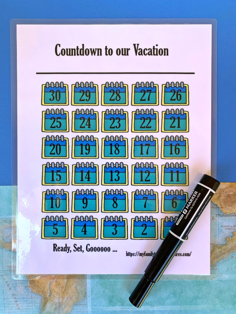 6 Free printable Vacation Countdown Calendars – Away we wander and ...